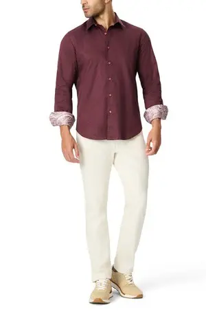 Robert Graham Dimella Tailored Jacquard Shirt - Burgundy