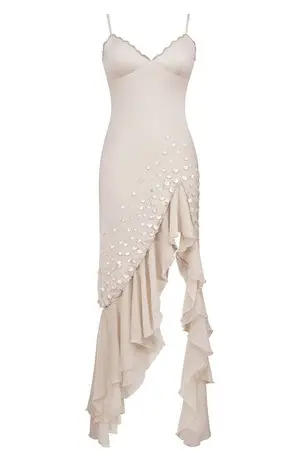 House Of Cb Santana Georgette Ruffle Gown