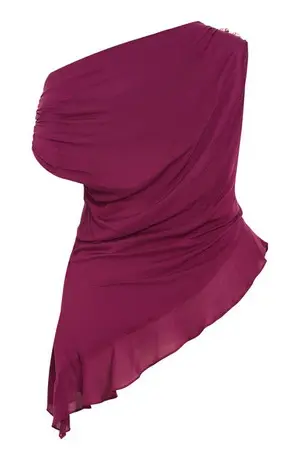 City Chic Kylie One-shoulder Asymmetric Ruffle Top