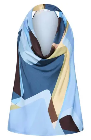 City Chic Geometric Print Cowl Neck Sleeveless Top