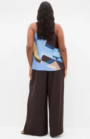 City Chic Geometric Print Cowl Neck Sleeveless Top