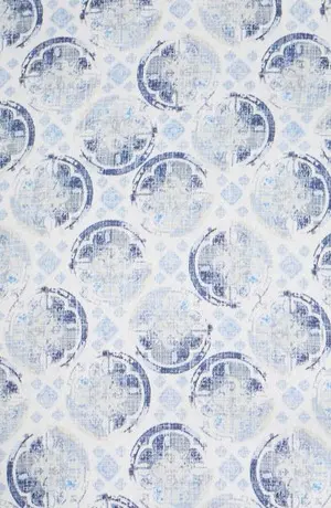 Johnston & Murphy Logan Print Button-up Shirt - Gray/blue Medallion Disc