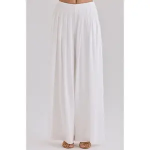 House Of Cb Alina Pleated Wide Leg Pants - White