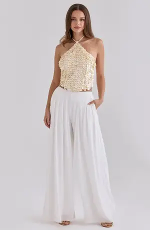 House Of Cb Alina Pleated Wide Leg Pants