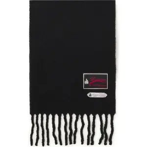 LANVIN Fringed Wool Scarf With 22 Faubourg Label - Black