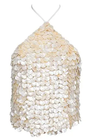 House Of Cb Zina Shell Embellished Halter Top