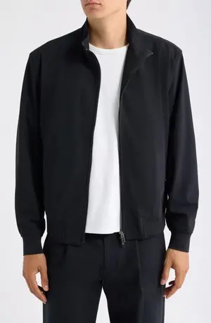 Theory Zip-up Bomber Jacket With Stand Collar - Black