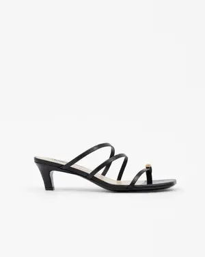 MI/MAI Lima Metal Detail Heeled Mule Sandals Black