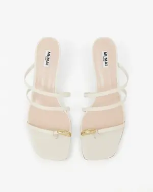 MI/MAI Lima Metal Detail Heeled Mule Sandals - White