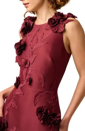 Aidan Mattox Floral Appliqué Stretch Mikado Gown