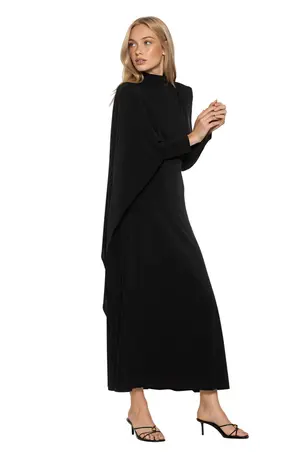 ALEXIA ADMOR Aziel Mockneck Cape Maxi Dress - Black