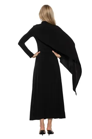 ALEXIA ADMOR Aziel Mockneck Cape Maxi Dress - Black
