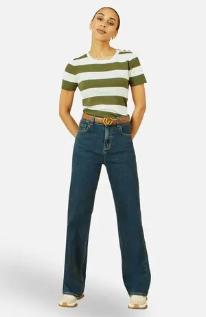 YUMI Block Stripe Knitted Top - Green