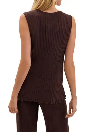 Barefoot Dreams Cozychic Ultra Lite Petal Edge Rib Tank - Umber