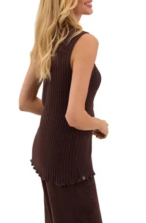 Barefoot Dreams Cozychic Ultra Lite Petal Edge Rib Tank - Umber