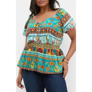 City Chic Amaria Print Top - Paradiso