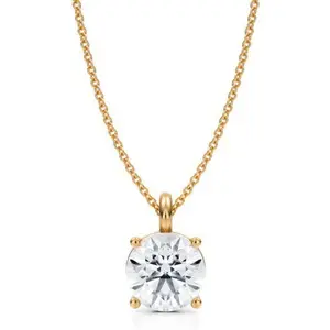 ALLUREZ 14k 2.50ct Round Solitaire Lab Diamond Pendant Necklace - Yellow Gold