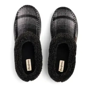 DEARFOAMS Microsuede Clog Slippers - Grey Plaid