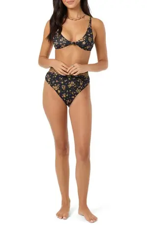 O'Neill Maya Floral Pismo Bralette Bikini Top - Black