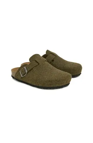CELTIC & CO. Felt Flatform Clogs - Khaki