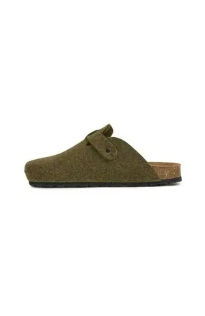 CELTIC & CO. Felt Flatform Clogs - Khaki