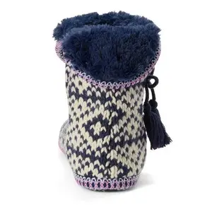 DEARFOAMS Becky Knit Bootie Slippers - Peacoat