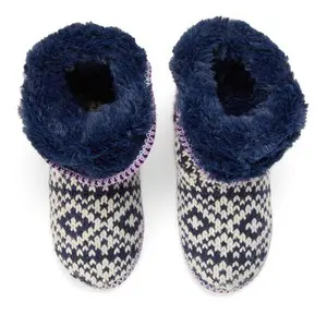 DEARFOAMS Becky Knit Bootie Slippers - Peacoat