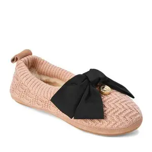 DEARFOAMS Fireside Bestie Ballet Slippers With Bow Detailing - Peach