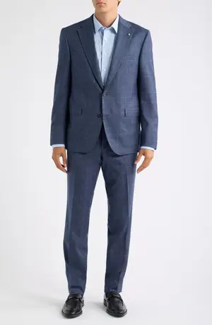 JACK VICTOR Esprit Contemporary Fit Check Super 110s Wool Suit - Mid Blue