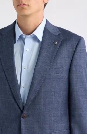 JACK VICTOR Esprit Contemporary Fit Check Super 110s Wool Suit - Mid Blue