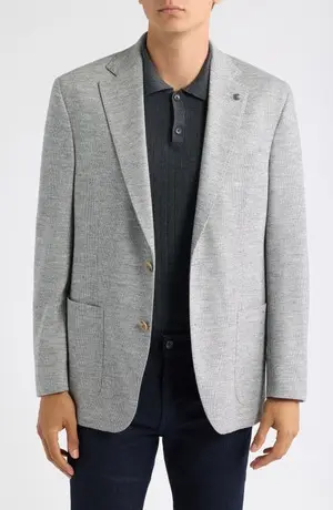 JACK VICTOR Hampton Textured Wool Blend Sport Coat - Light Grey
