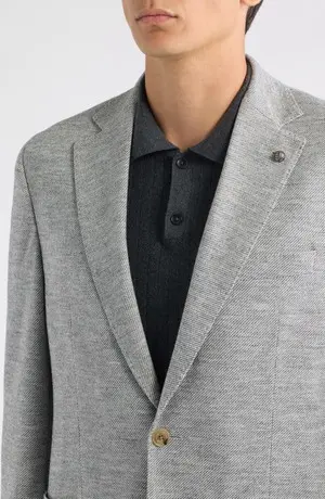 JACK VICTOR Hampton Textured Wool Blend Sport Coat - Light Grey