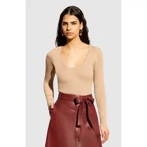 YUMI Metallic Knitted Ribbed Top - Gold