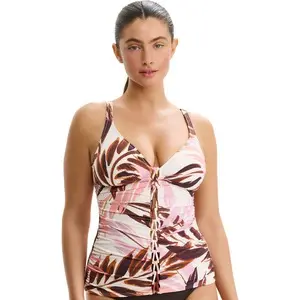 GOTTEX Island Breeze V-neck D-cup Tankini Top - Brown-pink
