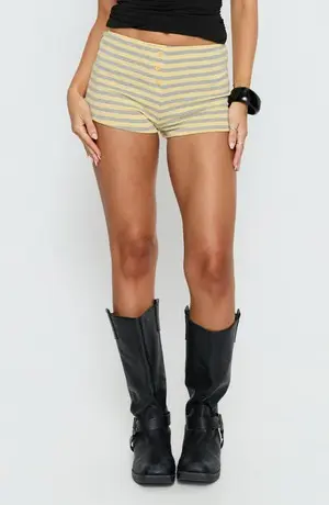 Princess Polly Azazel Button Detail Striped Micro Shorts