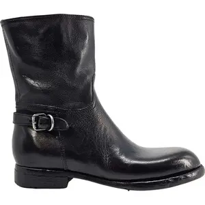 MADISON MAISON Leather Side Zip Mid Calf Boot Black