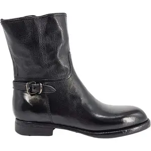 MADISON MAISON Leather Side Zip Mid Calf Boot Navy