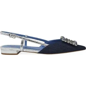 MADISON MAISON Sling Back Flat Denim/silver