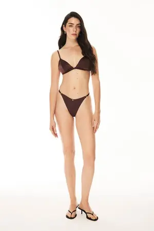 HOUSE OF SILK Silk Triangle Thong Chocolate
