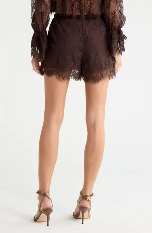KITTENISH Asymmetrical Lace Skort With Drawstring Waist - Chocolate Plum