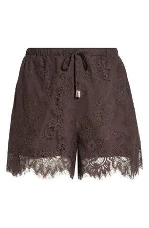 KITTENISH Asymmetrical Lace Skort With Drawstring Waist - Chocolate Plum