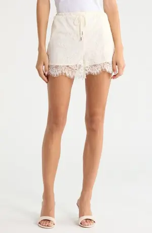 KITTENISH Asymmetrical Lace Skort With Drawstring Waist - Egret