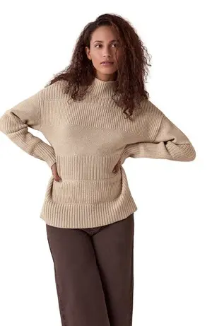 CELTIC & CO. Multi Stitch Funnel Neck Sweater