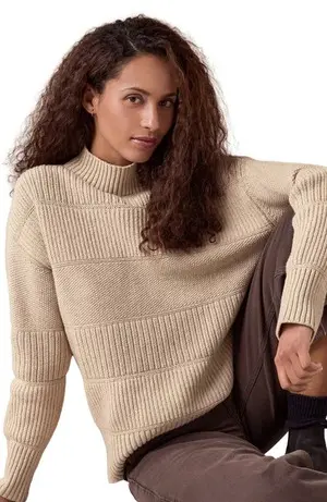 CELTIC & CO. Multi Stitch Funnel Neck Sweater