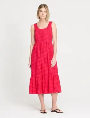 FINERY LONDON Petite Cara Gingham Seersucker Dress - Pink
