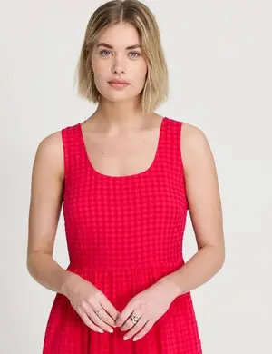 FINERY LONDON Petite Cara Gingham Seersucker Dress - Pink
