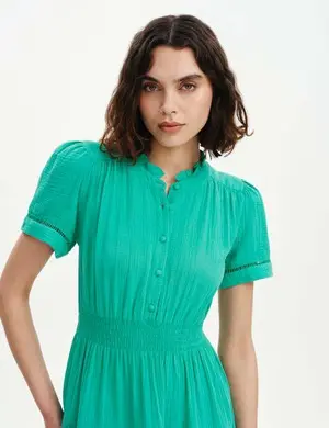 FINERY LONDON Petite Natalia Cheesecloth Midi Dress - Green