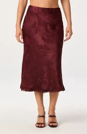 Astr The Label Windey Satin Midi Skirt