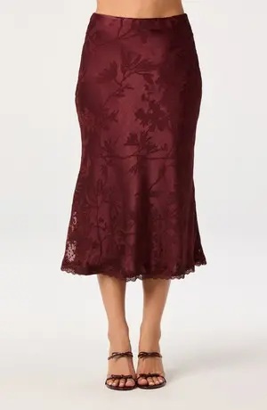 Astr The Label Windey Satin Midi Skirt