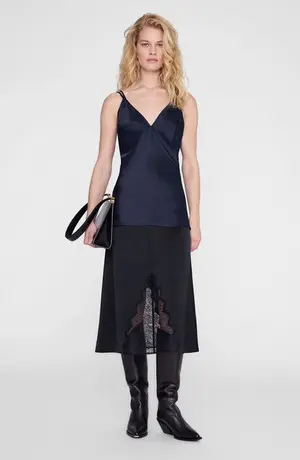ANINE BING Blanca Satin Camisole - Navy